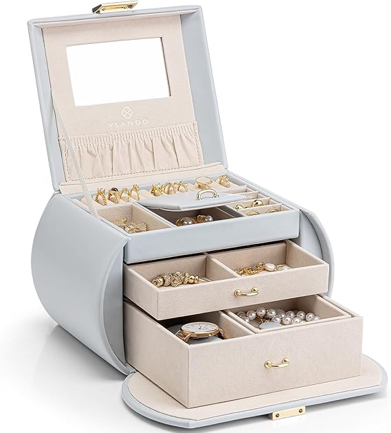 Amazon.com: Vlando Princess Jewelry Box - 3-Layer Kids Box with Mirror ...