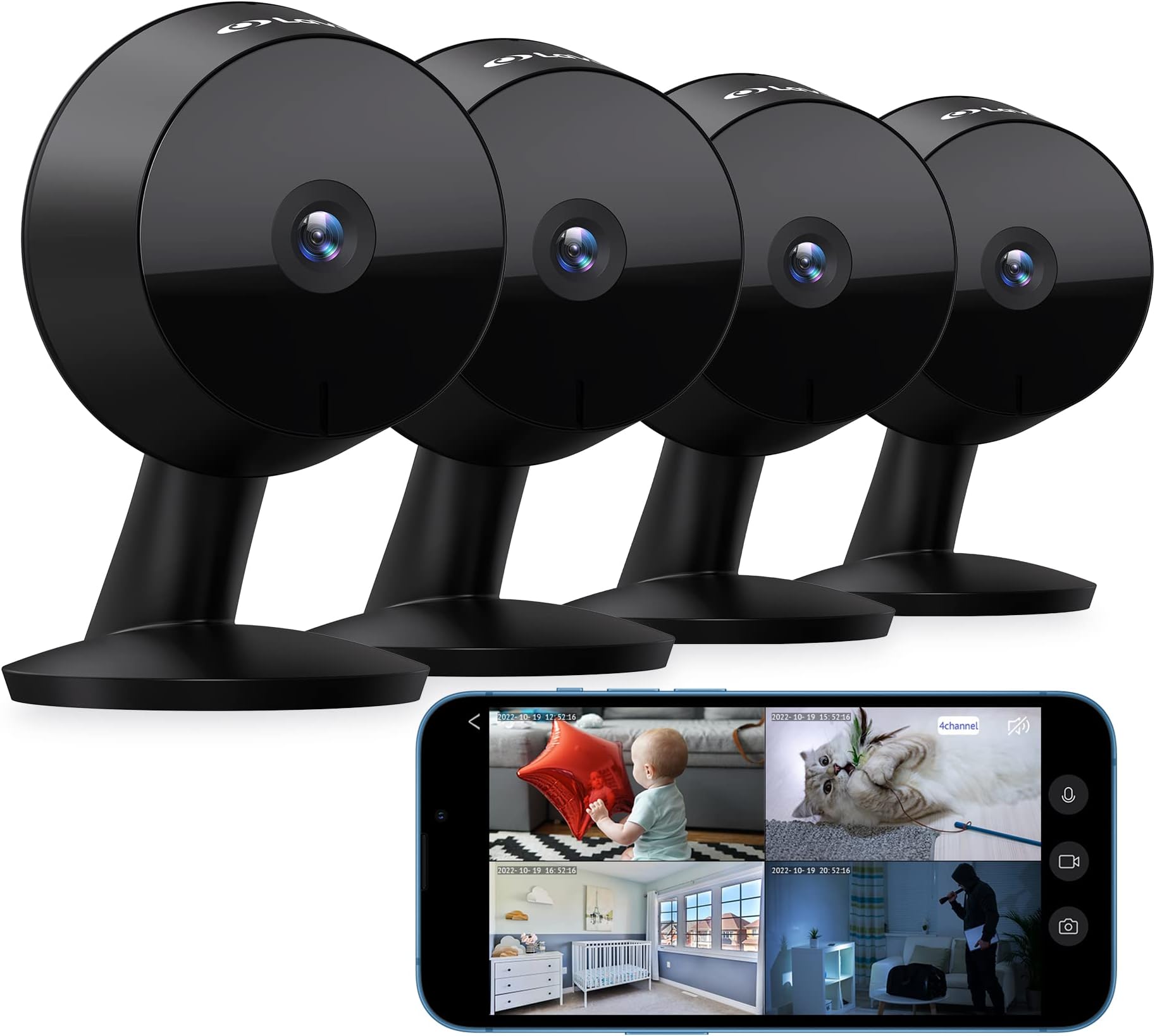 Amazon.com : Hugolog 3K 5MP Outdoor Indoor Security Cameras for Home ...