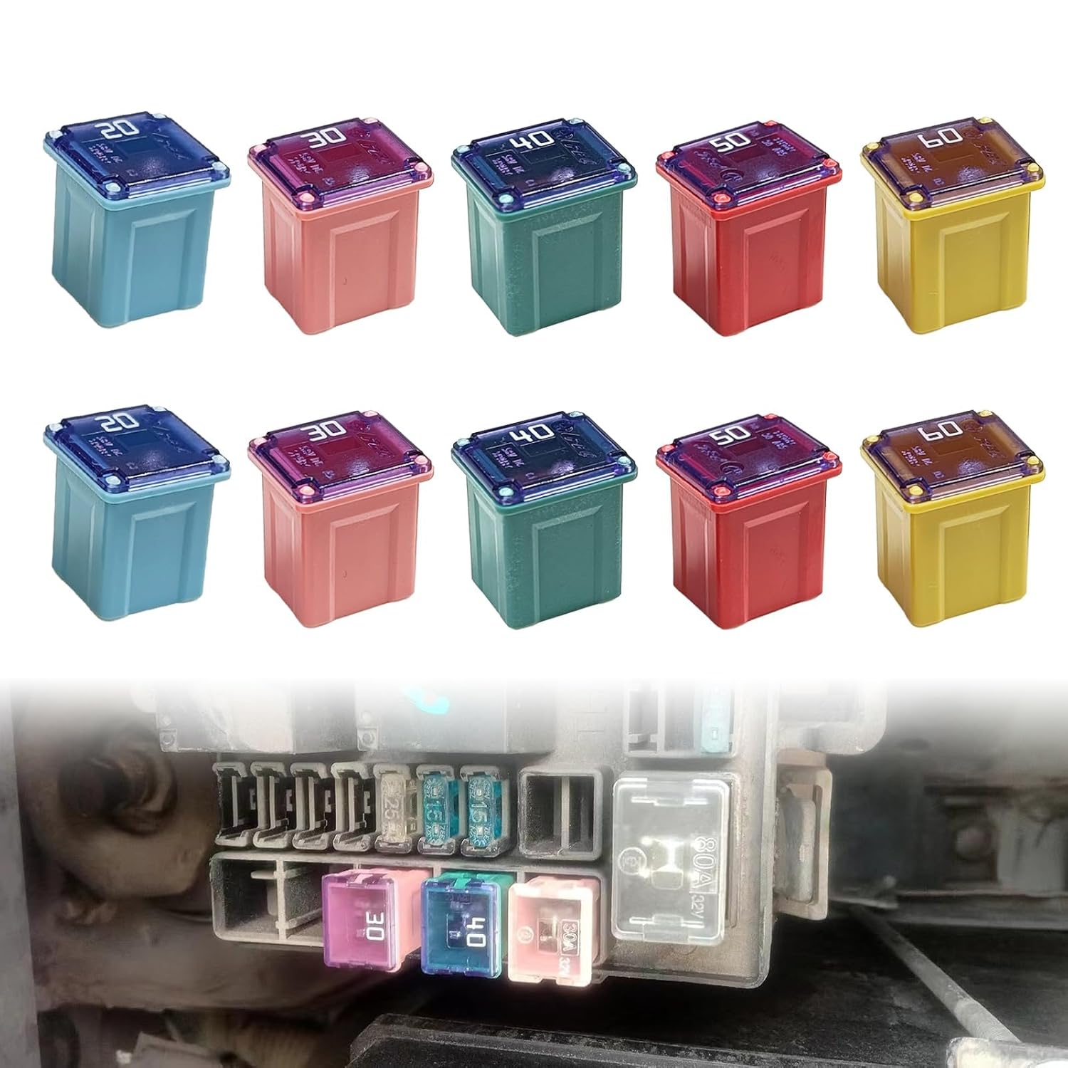 KASTWAVE 10Pcs Mini Jcase Fuse Kit, Heavy Duty Nylon Cartridge Fuses ...