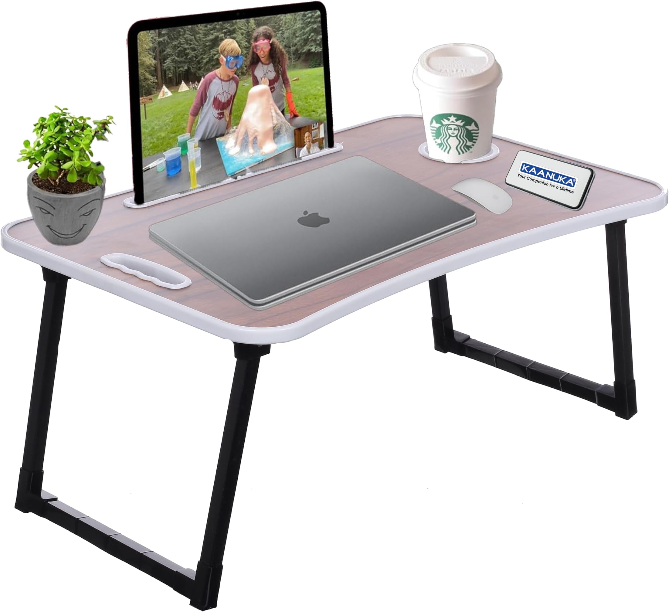 Kaanuka Foldable Laptop Table with Cup Holder I Tablet/Mobile Holder I ...
