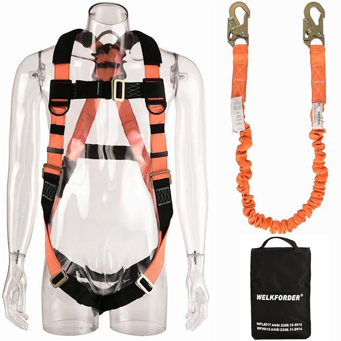 Buy WELKFORDER 1 D-Ring Industrial Fall Protection Safety Harness Kit ...