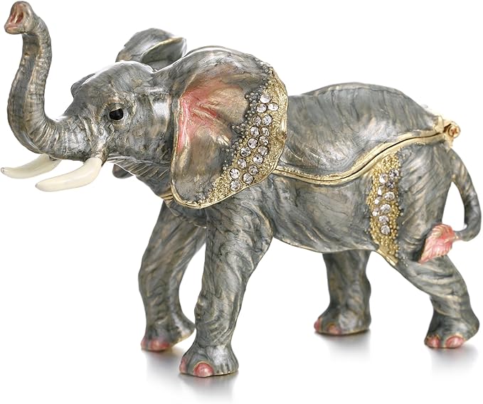 Amazon.com: Vie jeune Hand Painted Enamel Lucky Elephant Trinket Box ...