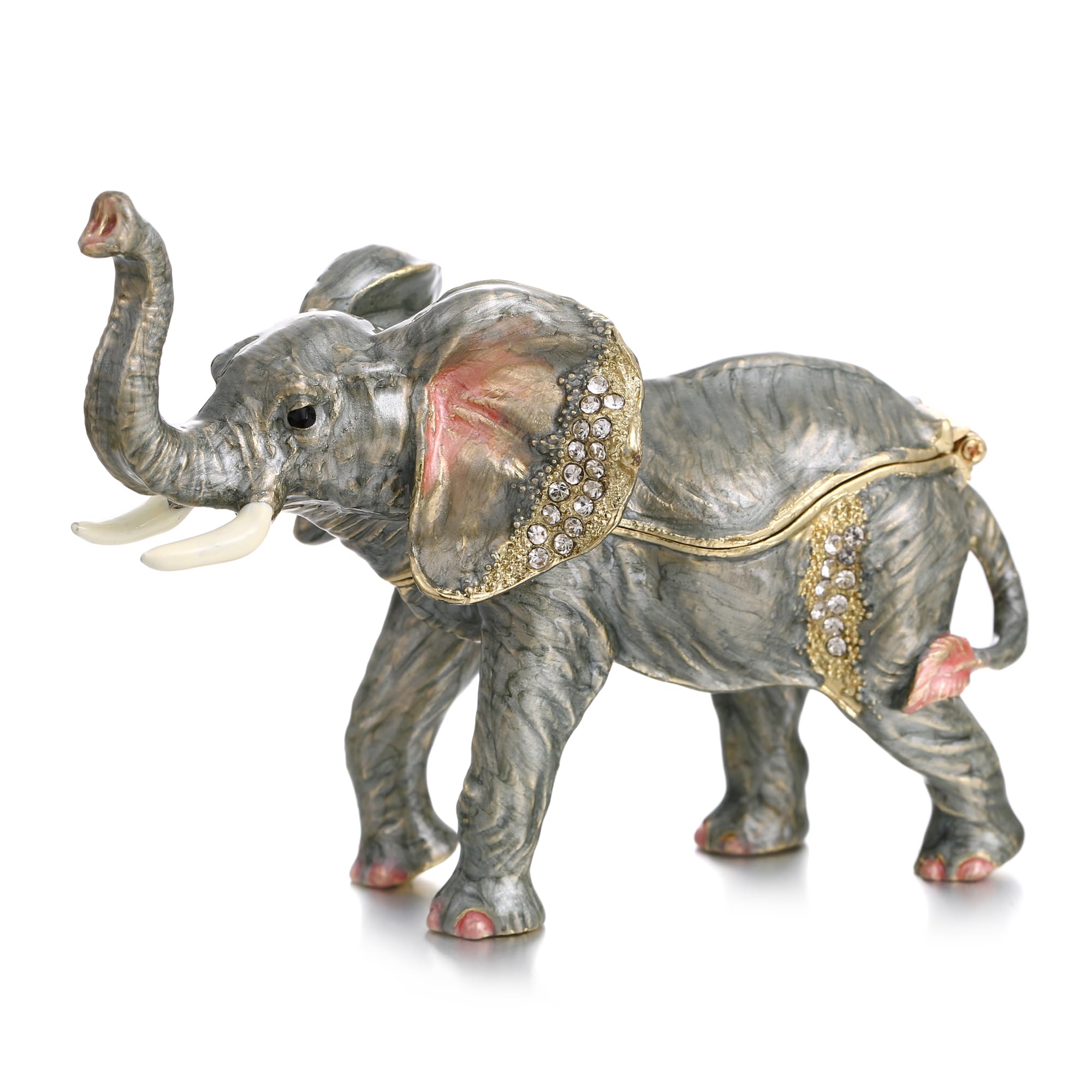 Amazon.com: Vie jeune Hand Painted Enamel Lucky Elephant Trinket Box ...