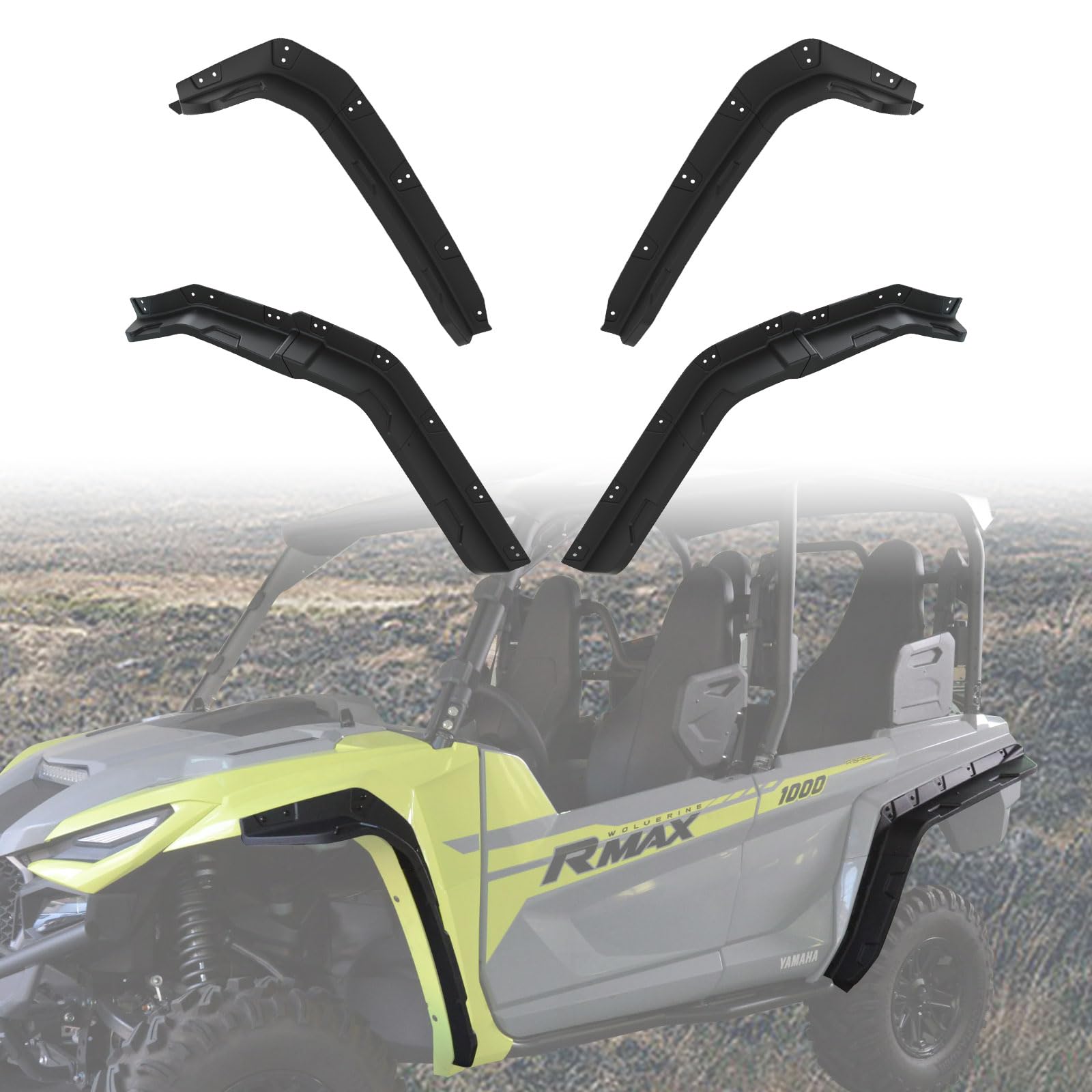 LitMiRaCle Fender Flares for Yamaha Wolverine RMAX4 1000, Wider Front ...