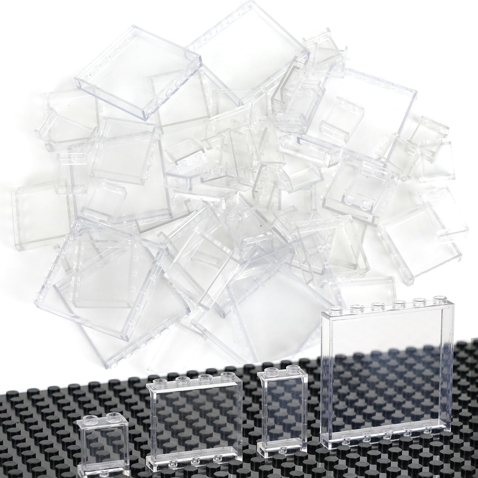 Amazon.com: Clear Tranparent Flat Plates Bricks, 60pcs Classic Pieces ...