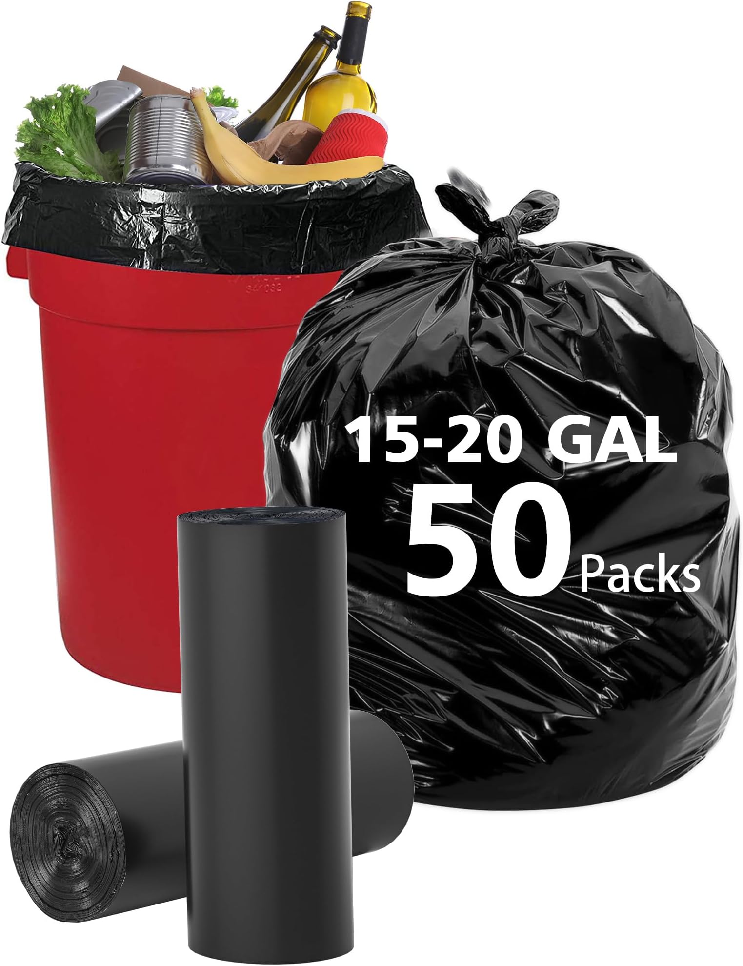 Amazon.com: 15 Gallon Trash Bags - 22 Micron Ultra Strong Tall Kitchen ...