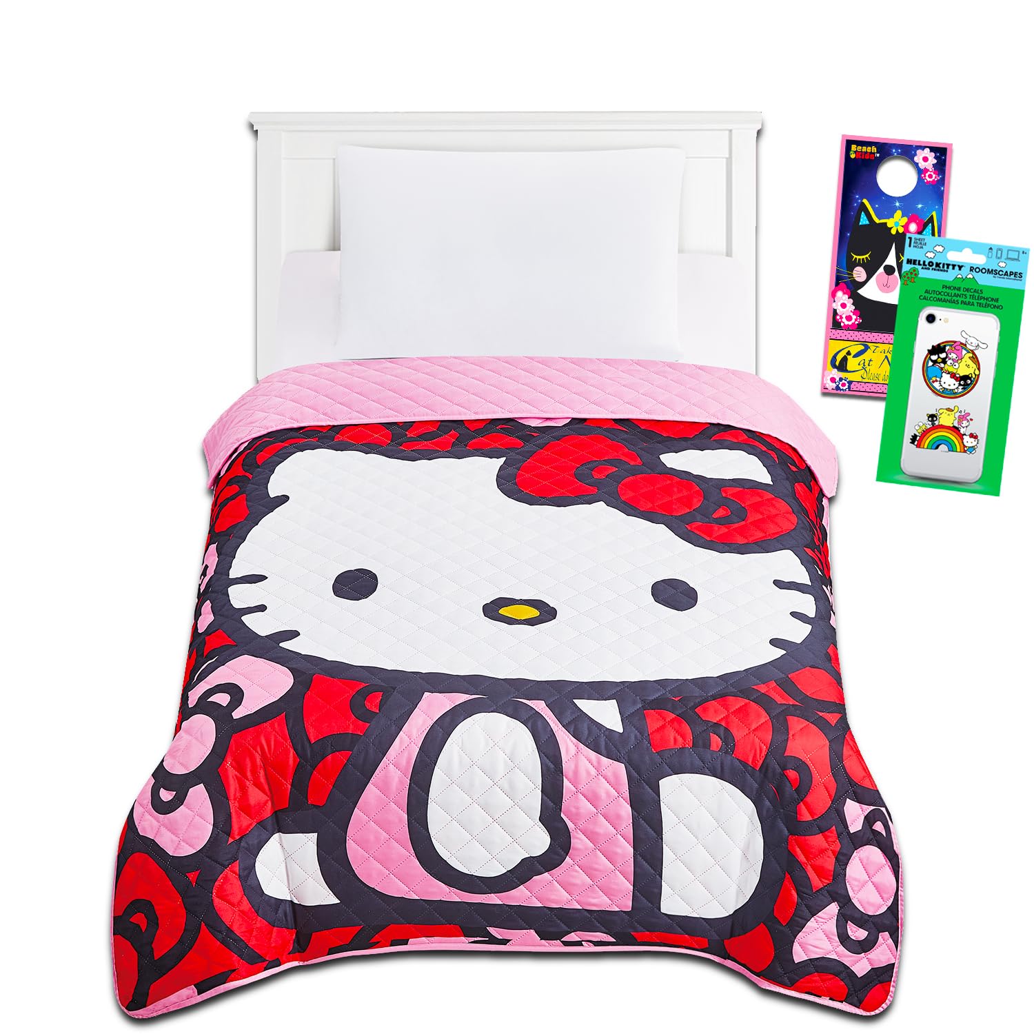 Amazon.com: SANRIO Hello Kitty Bedding Set - Bundle with Hello Kitty ...