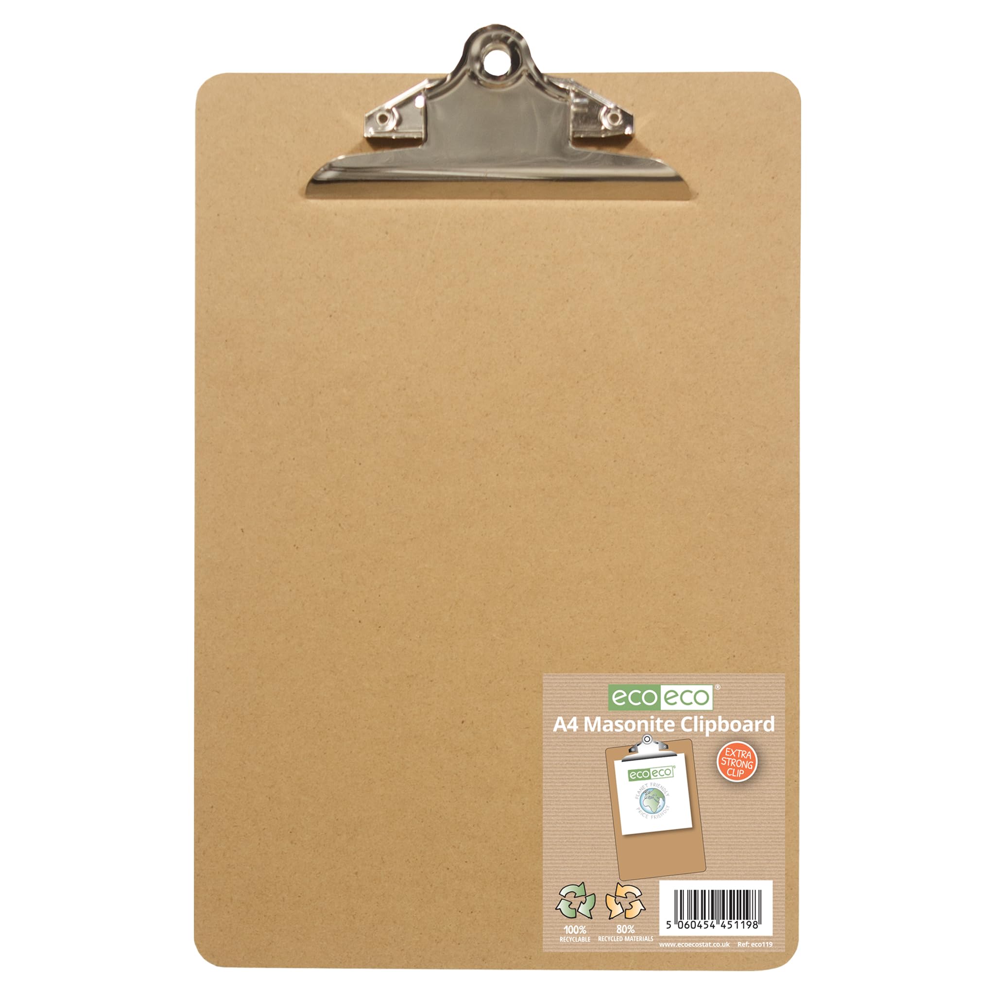 eco-eco A4 Masonite Strong Clipboard with Heavy Duty Metal Clip, eco119 ...