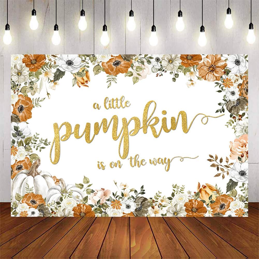 Amazon.com : Avezano A Little Pumpkin is On The Way Backdrop Pumpkin ...