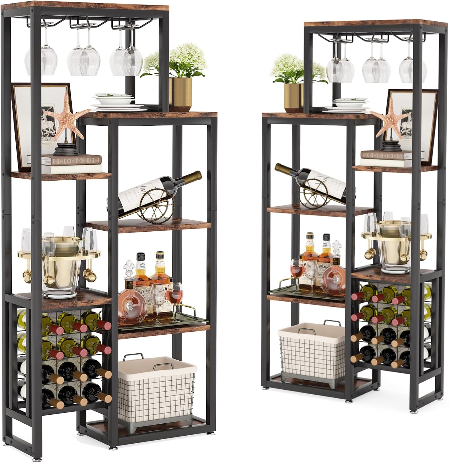 Tribesigns 2 Pcs Freestanding Floor Wine Rack - 5-Tier Wine Display ...