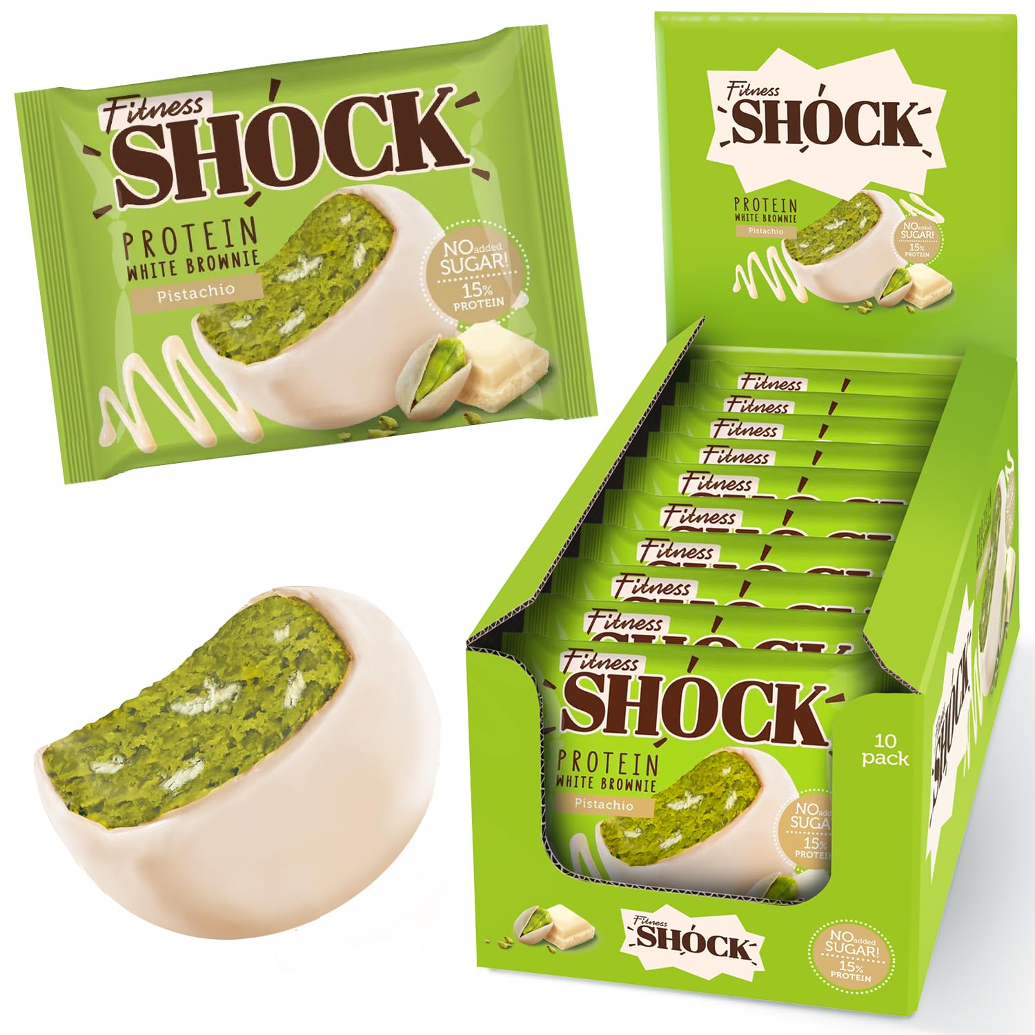 FitnesSHOCK Protein Brownie Snack ohne Zusatz von Zucker, Kekse mit 15% ...