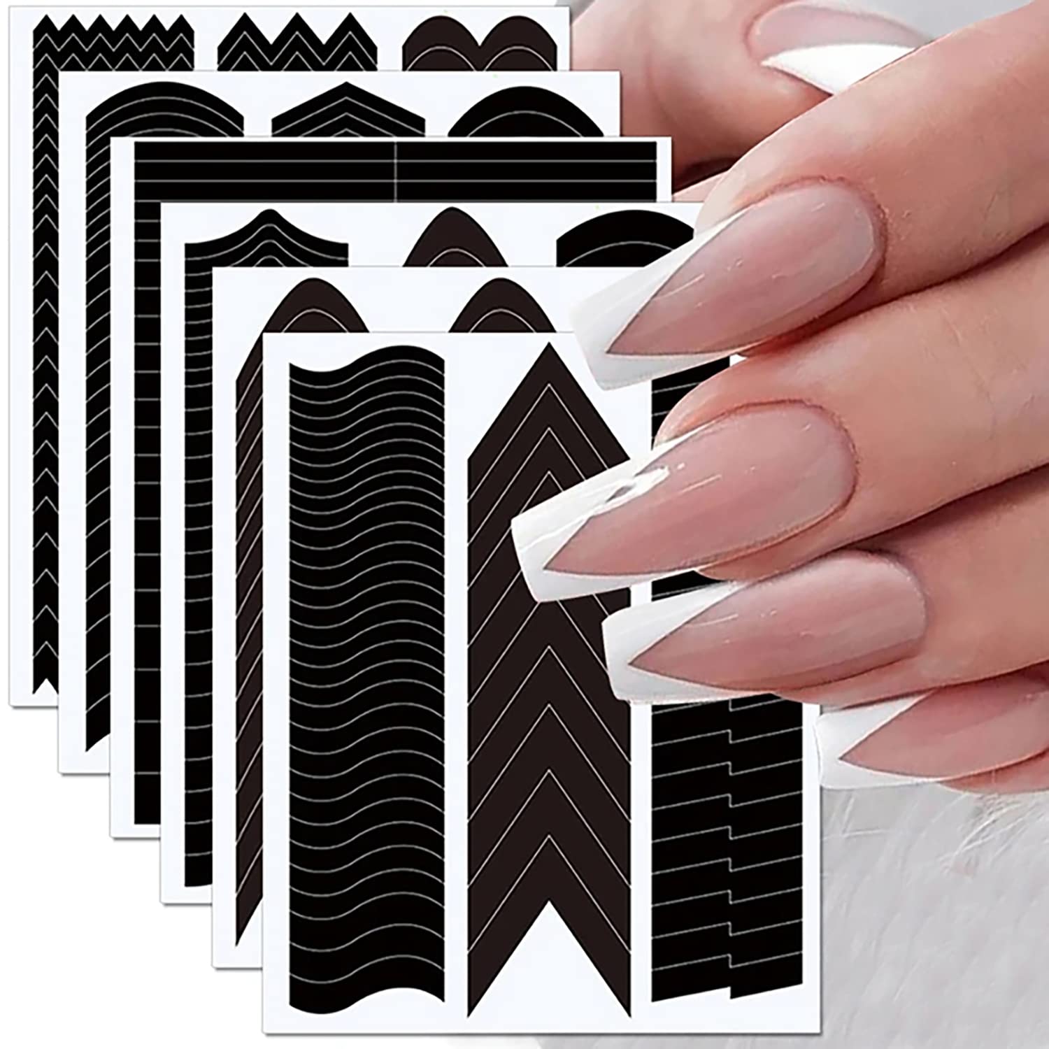 Amazon.com: French Nail Art Stickers 3D Self-Adhesive French Manicure ...