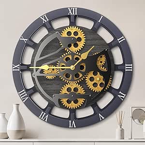 Amazon.com: 10" Original Moving Gears Wall Clock, Mantle Clock, Wood ...