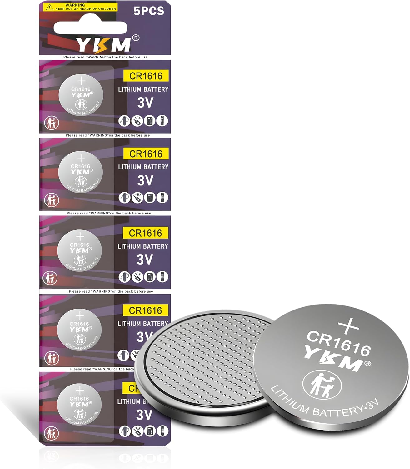 Amazon.com: YKM 5 Pack CR1616 Battery DL1616 CR 1616 3V Batteries for ...
