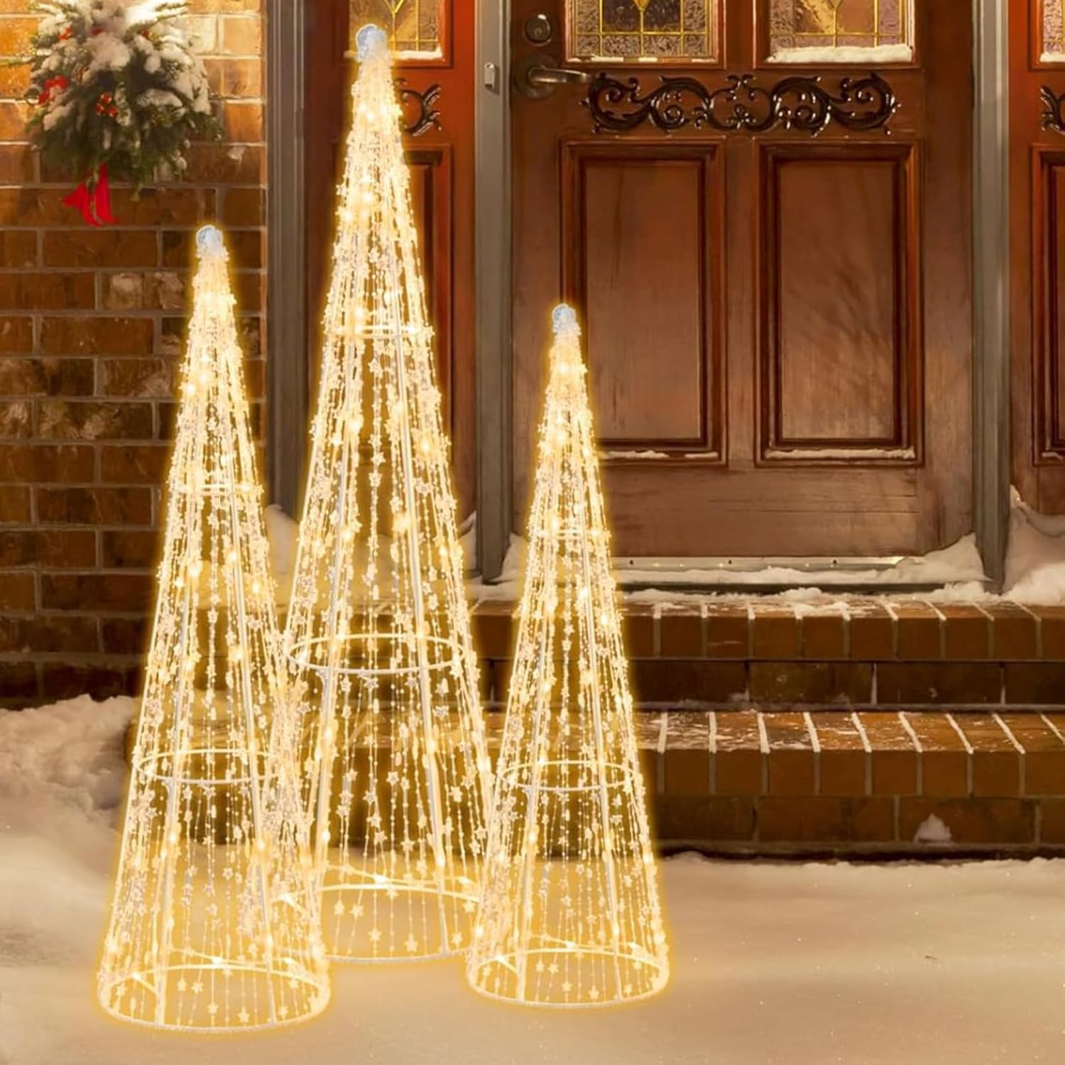 Multigot Set of 3 Lighted Christmas Trees, Festival Cone Xmas Trees ...