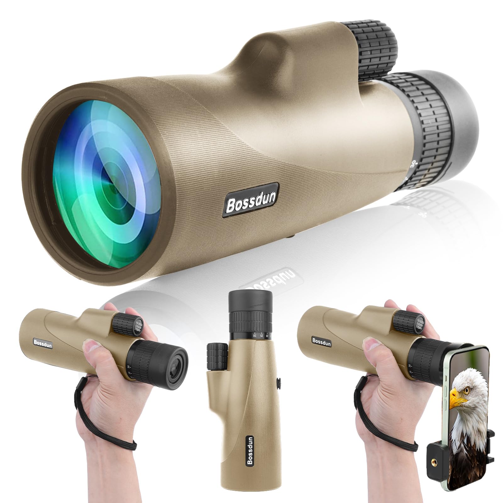BOSSDUN Monocular Telescope 10-30x50 HD High Power Zoom Magnification ...