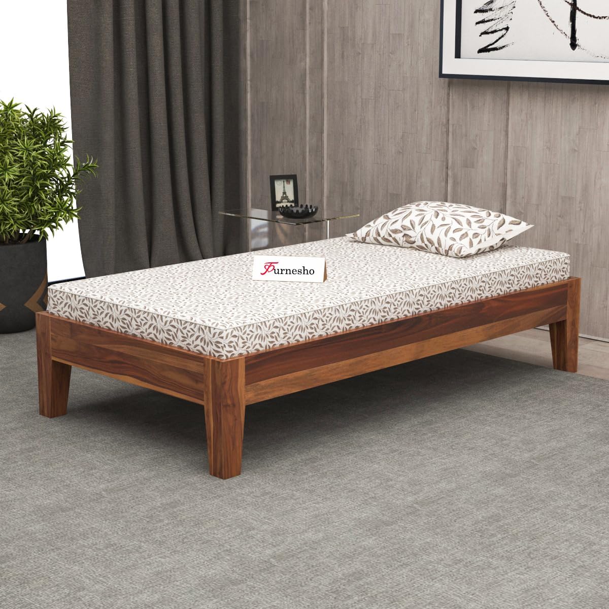 FURNESHO Solid Wood Divan Bed for Living Room, Divan Single Bed for ...