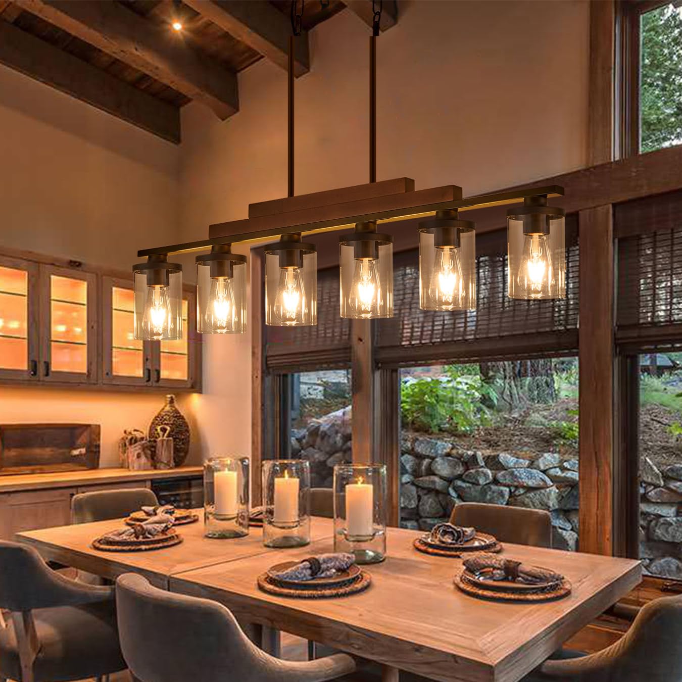 Farmhouse Chandelier 6-Light Dining Room Light Fixture Over Table ...