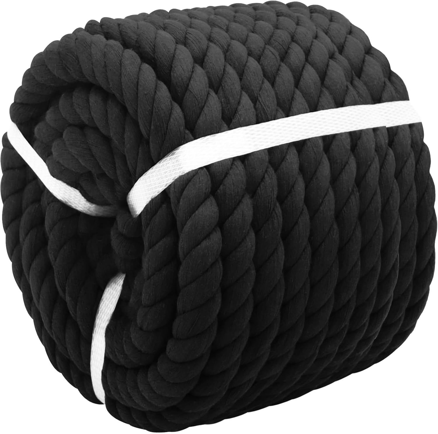 Amazon.com: VEIZEDD Black Rope 1 Inch x 100 Feet Twisted Cotton Rope ...