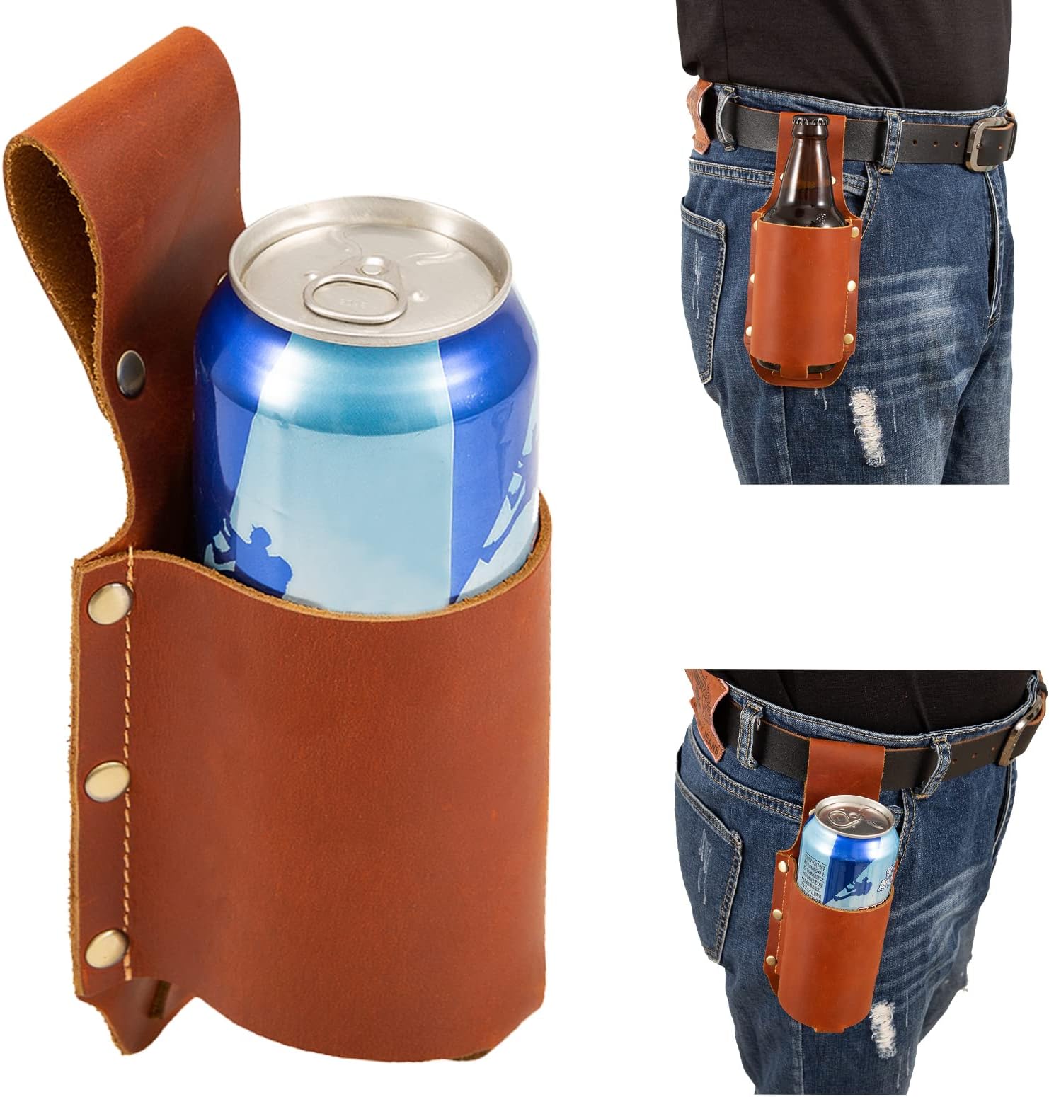 Amazon.com: TAGVO Beer Holster, Leather Classic Beer Holster Bottle ...