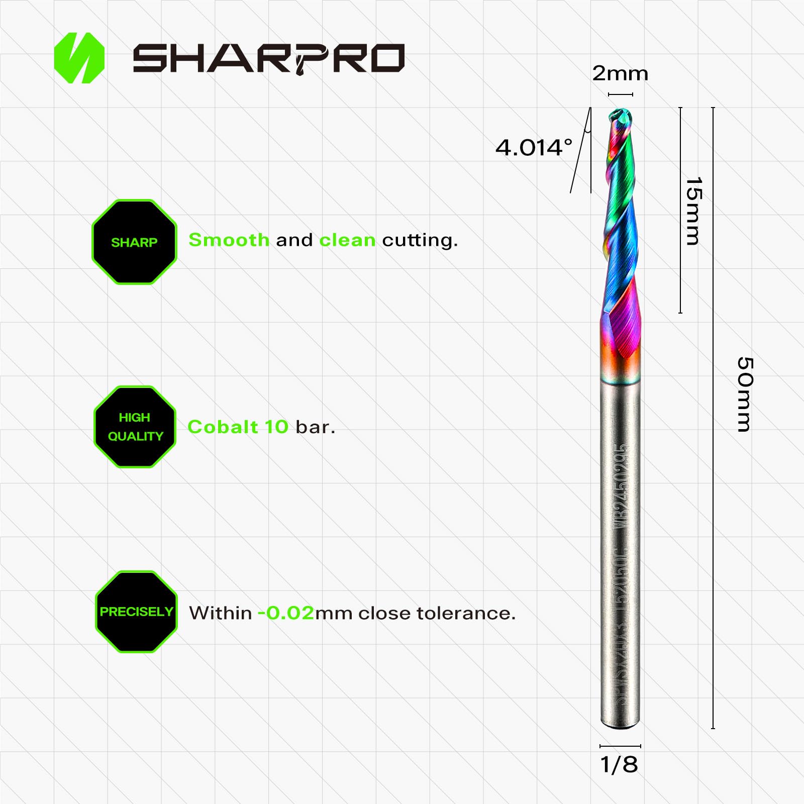 Snapklik.com : Tapered Ball Nose End Mill 1/8” Shank 8 Deg 2mm Tip ...