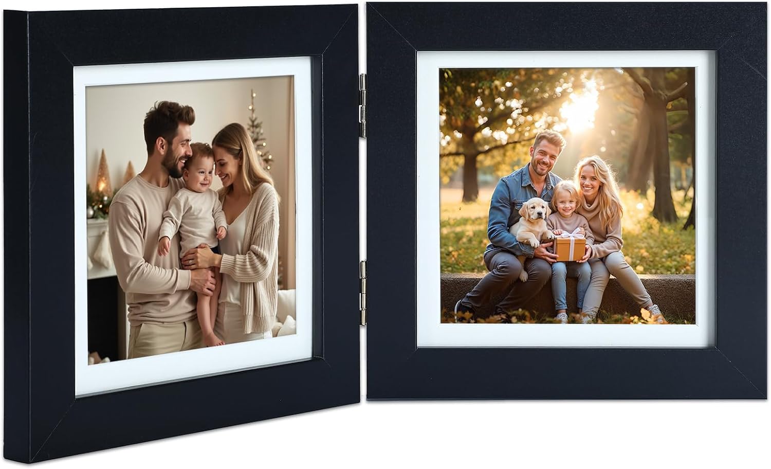 Amazon.com - 5x5 Double Picture Frame with Tempered Glass in Black ...