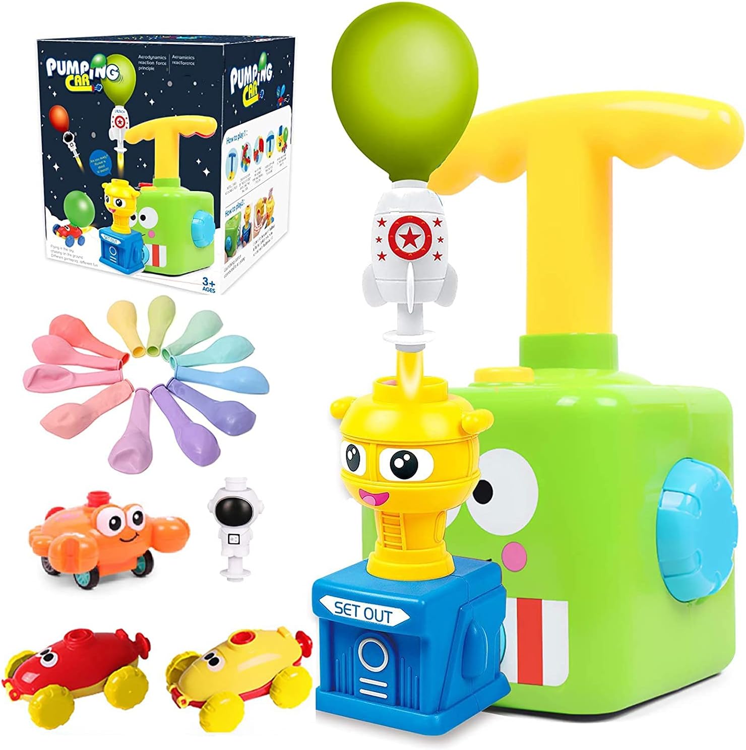 QINGBAO Balloon Car, ballon pump Balloon Power Car Toy Set with Pump ...