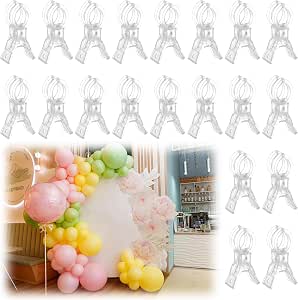 LemonRoad 20 Pack Large Balloon Arch Clips Plastic Transparent Backdrop ...