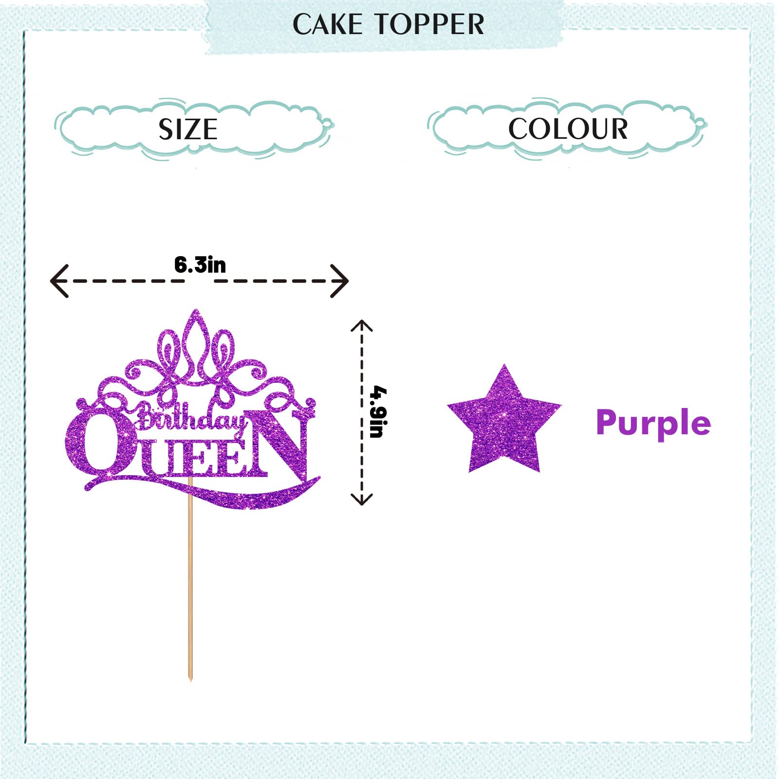 Snapklik.com : Purple Queen Birthday Cake Topper, Happy Birthday Cake ...