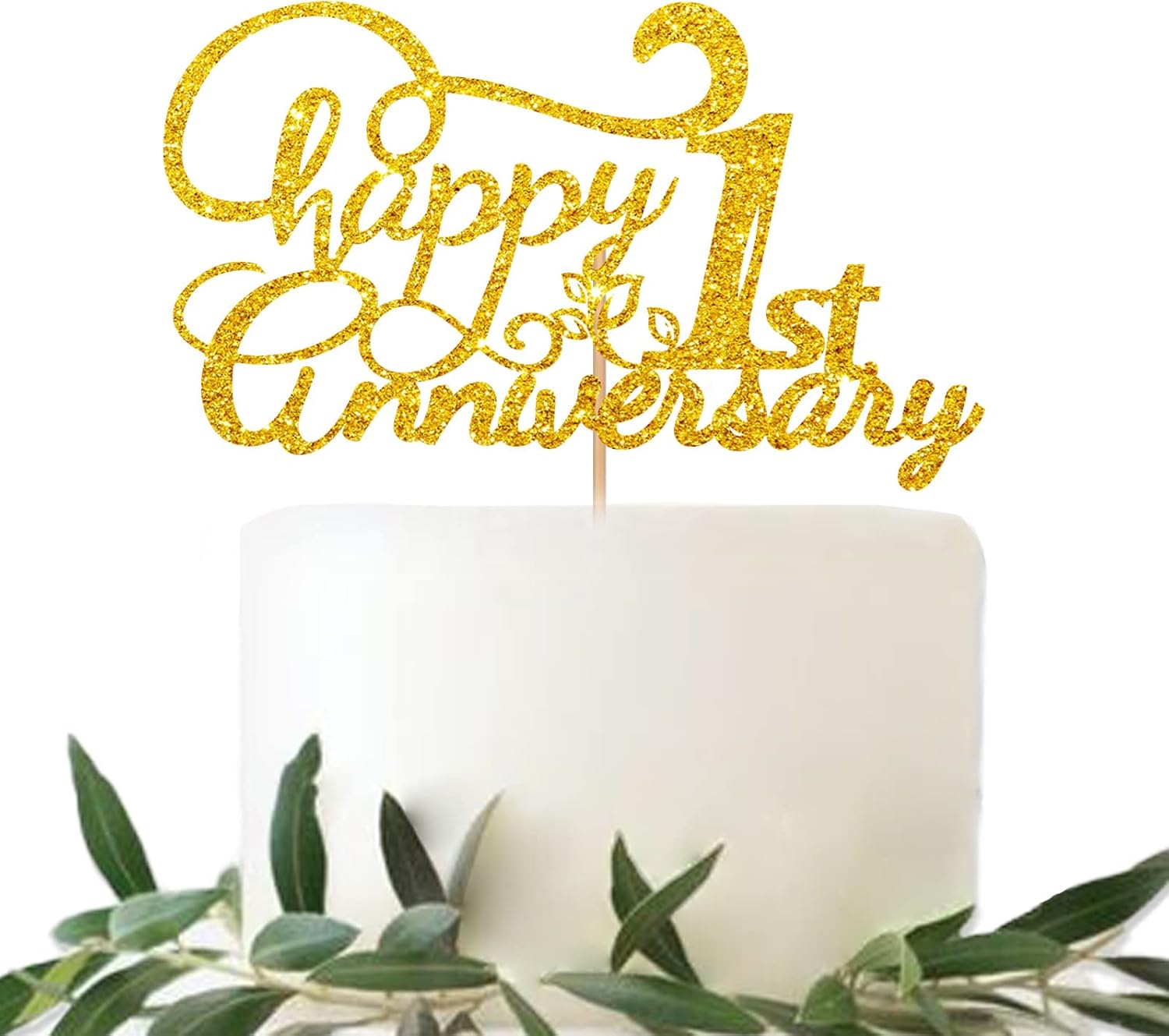 Amazon.com: Happy 1st Anniversary Cake Topper, Cheers to 1th Year Old ...