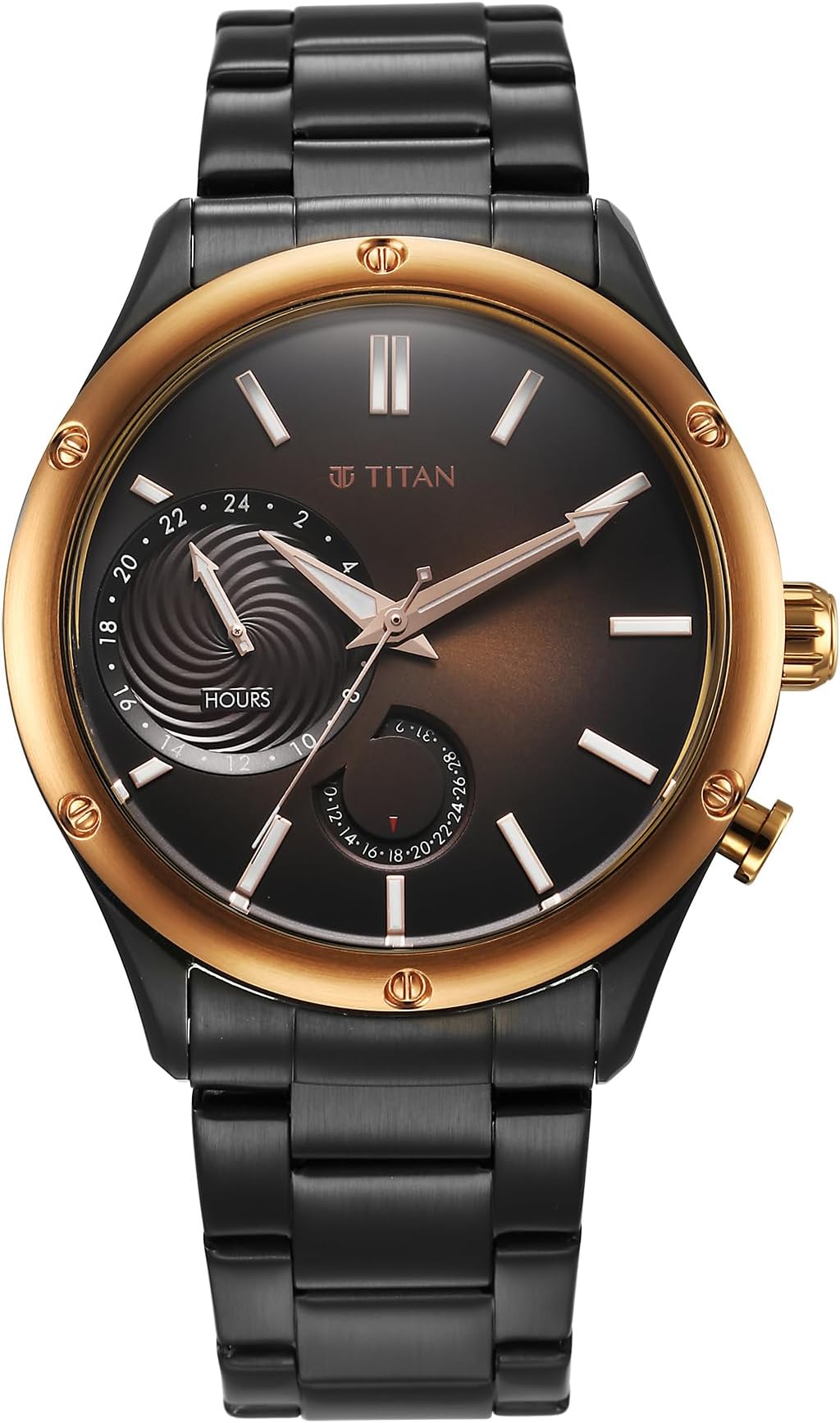 Titan Regalia Stellar Quartz Multifunction Brown Dial Stainless Steel ...