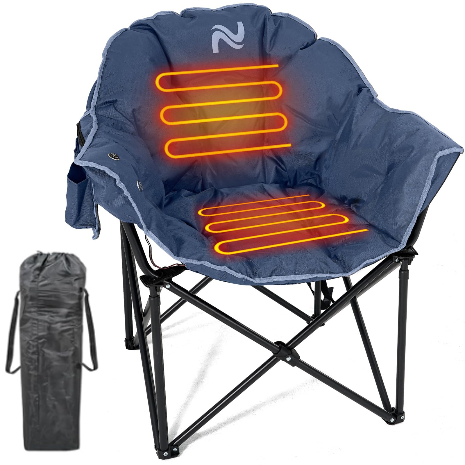 LILYPELLE Oversized Heated Camping Chair, Patio Lounge Chairs with 3 ...