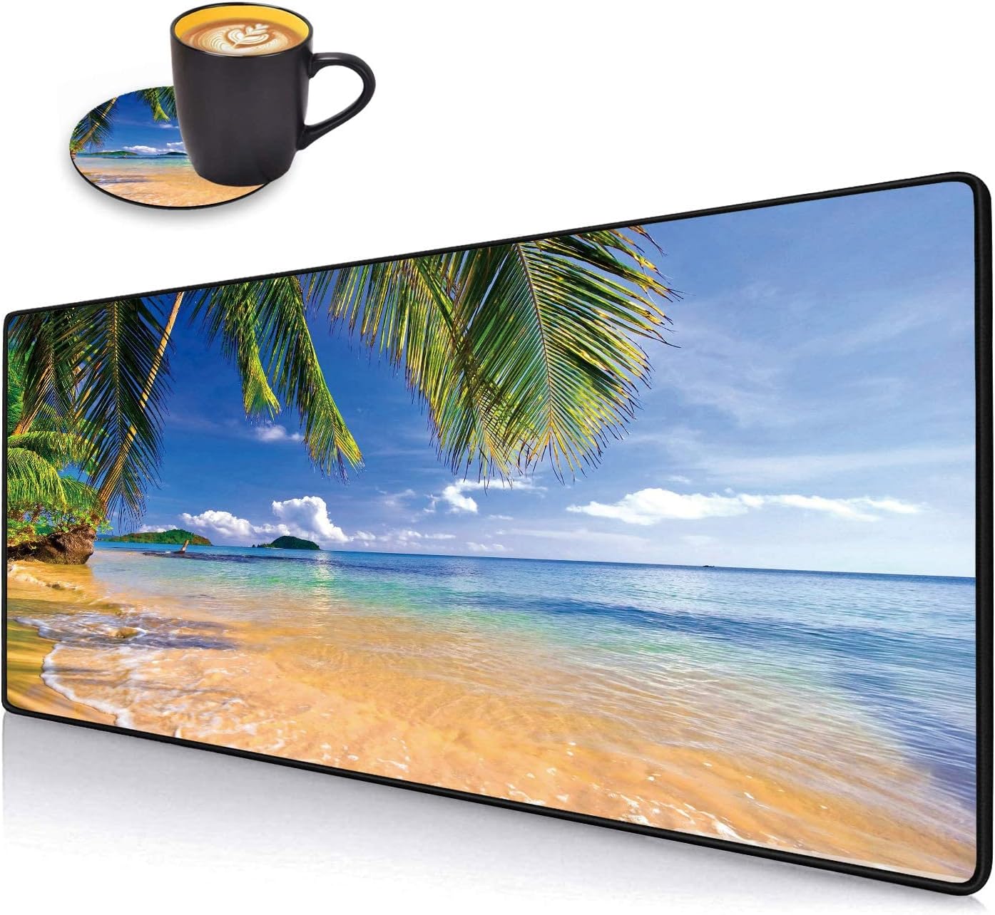 Schreibtischunterlage, Gaming-Mauspads mit Untersetzer-Set, genähte ...