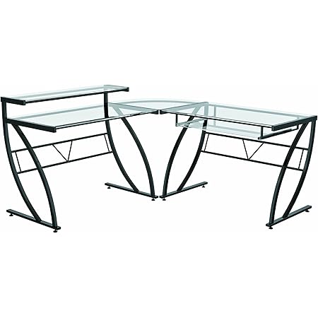 Amazon.com: Z-Line Belaire Glass L-Shaped Computer Desk: Furniture & Decor
