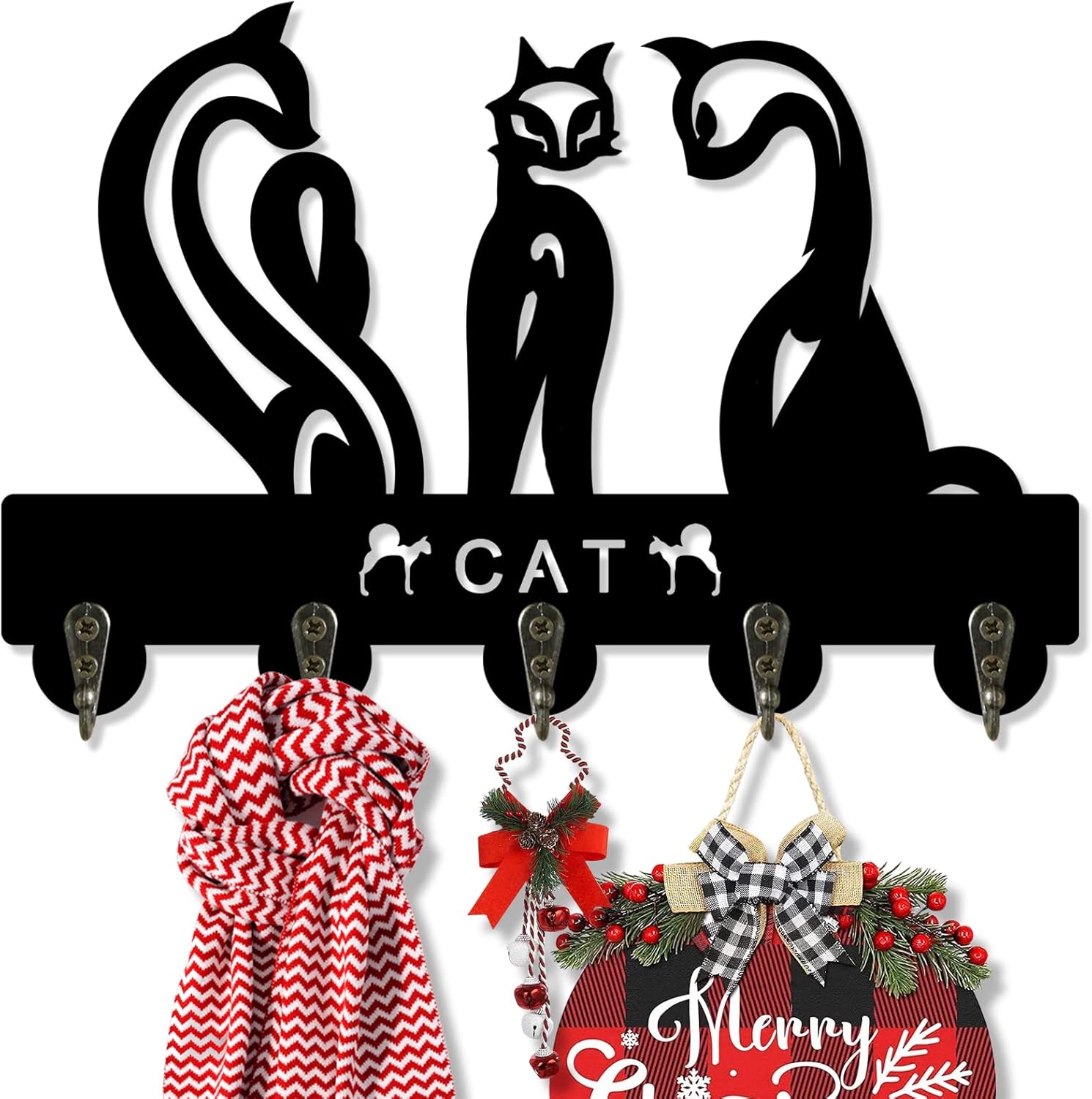 Amazon.com: YOGENES Cat Key Holder Wall Mounted Wooden Key Rack Sorter ...