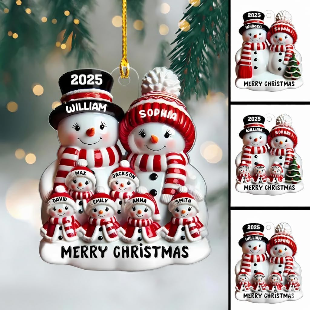 Amazon.com: Personalized Snowman Family Christmas Ornament 2025 Custom ...