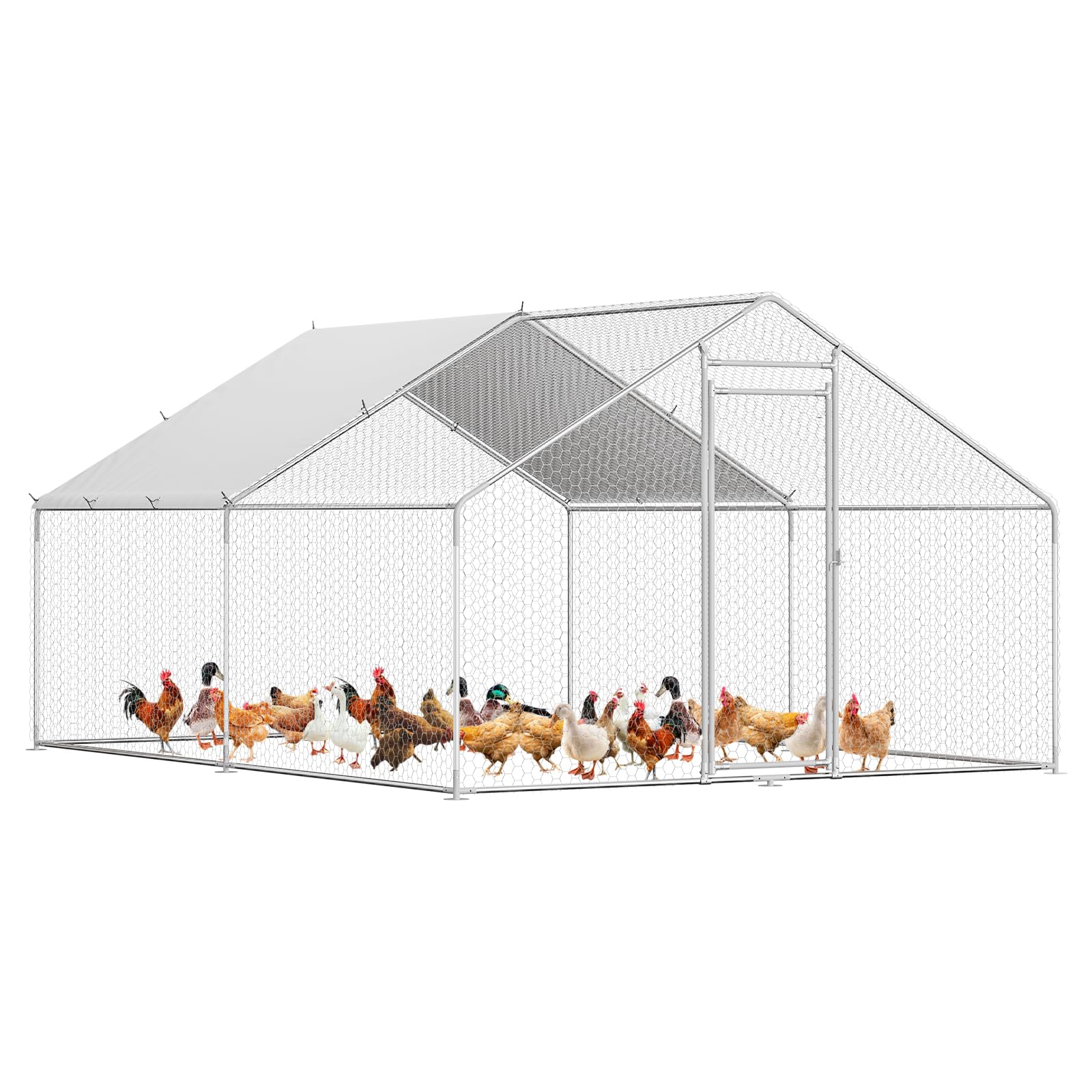Amazon.com: Garvee Chicken Coop, Large Metal Chicken Run, Chicken Pen ...