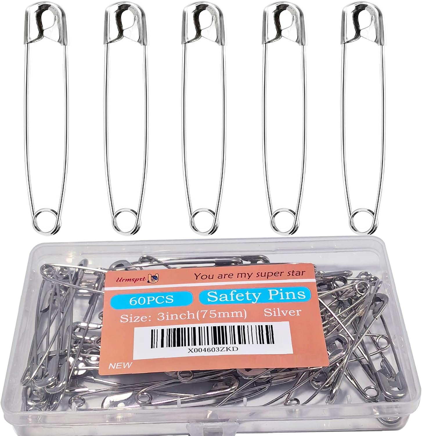 Amazon.com: Urmspst Safety Pins, 60PCS-3Inch Large Safety Pins, Rust ...