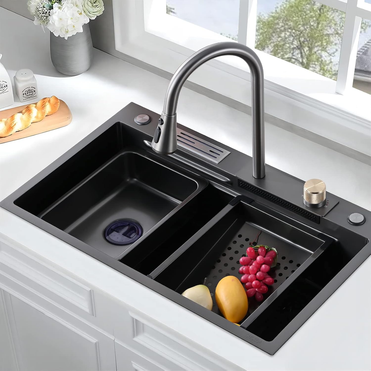 Dornberg Waterfall Sink Stainless steel Workstation Drop in Single Bowl ...