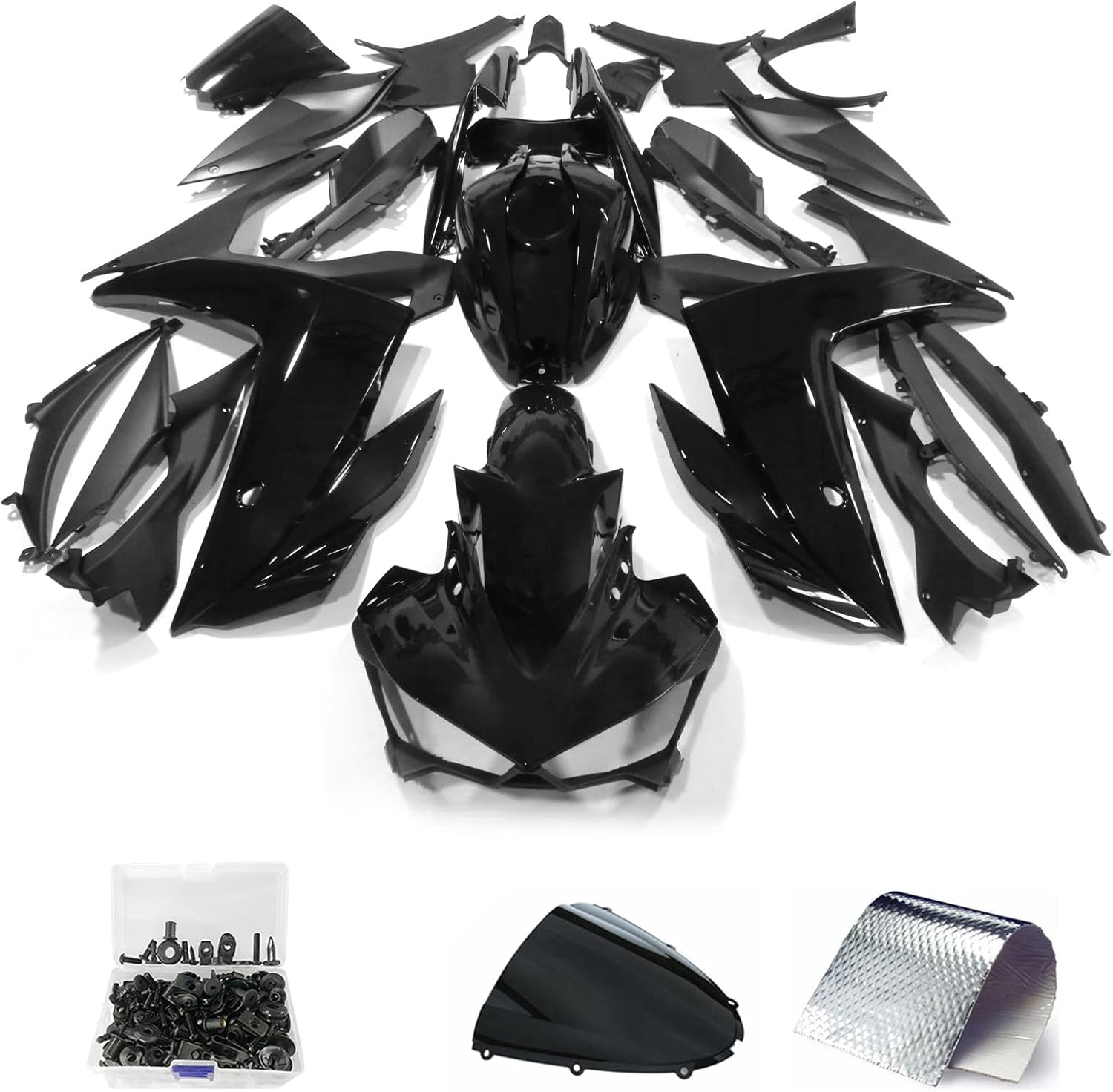 Amazon.com: Shikha Glossy Black Fairing Kit For Yamaha YZF R3 2014-2018 ...
