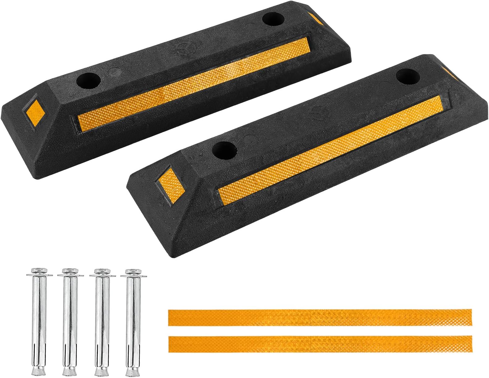 Amazon.com: 2 Pack Rubber Parking Guide Blocks Heavy Duty Wheel Stop ...