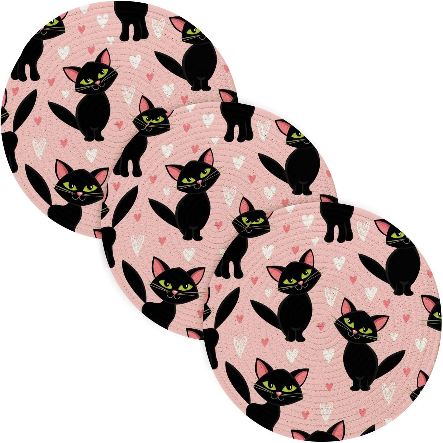 Amazon.com: 3Pcs 15 Inch Cute Black Cat Trivets for Hot Pots and Pans ...