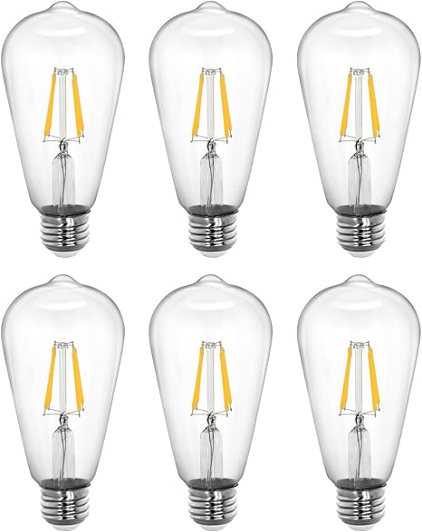Tenergy Dimmable Edison Bulbs 5W LED Filament Bulbs (40 Watt Equivalent ...
