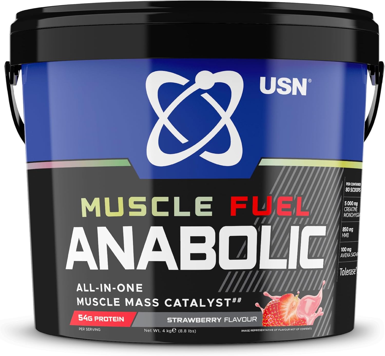 USN Muscle Fuel Anabolic All-In-One Muscle Mass Gainer, Strawberry ...