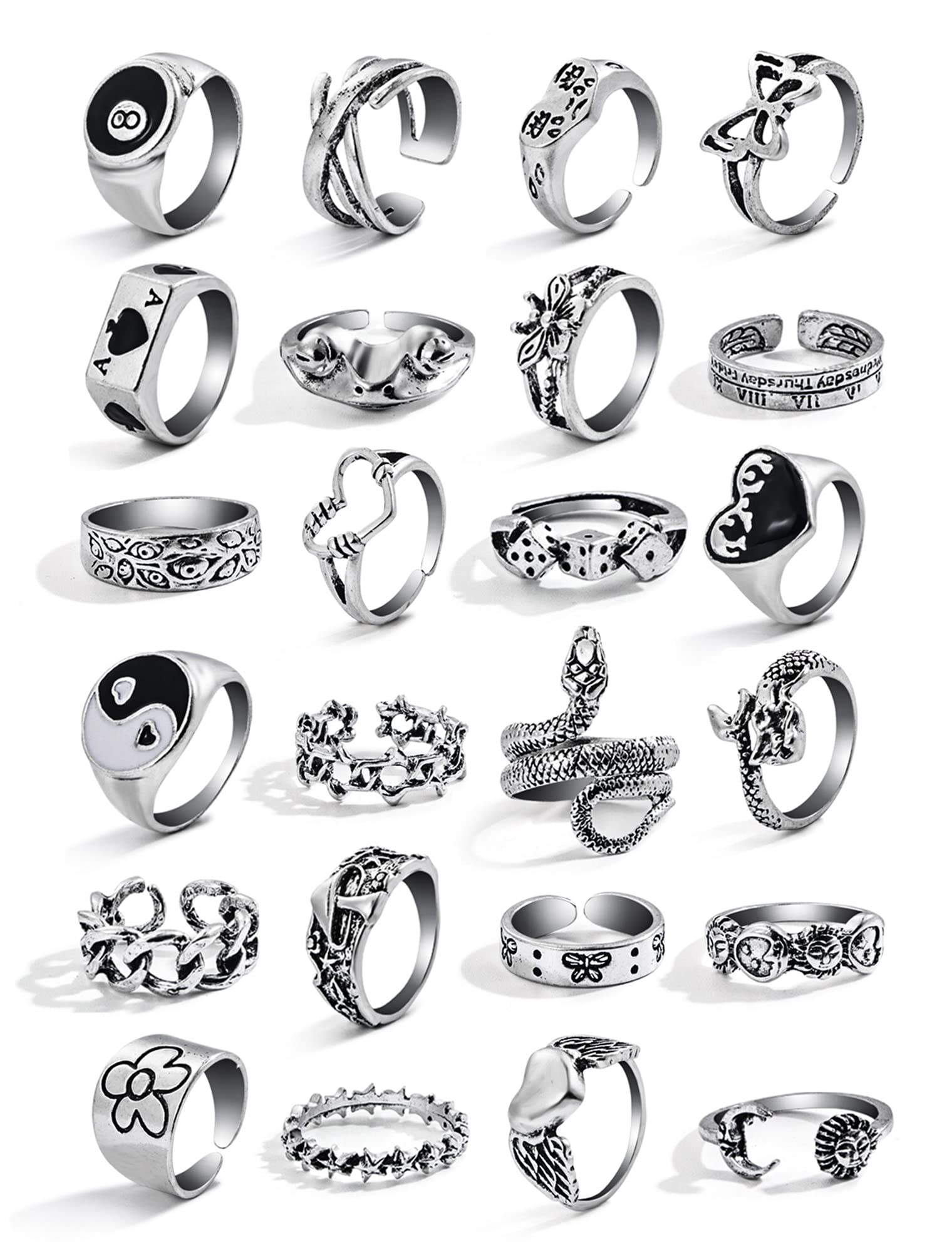 Snapklik.com : IFKM 15-63 PCS Vintage Silver Knuckle Rings Set For ...