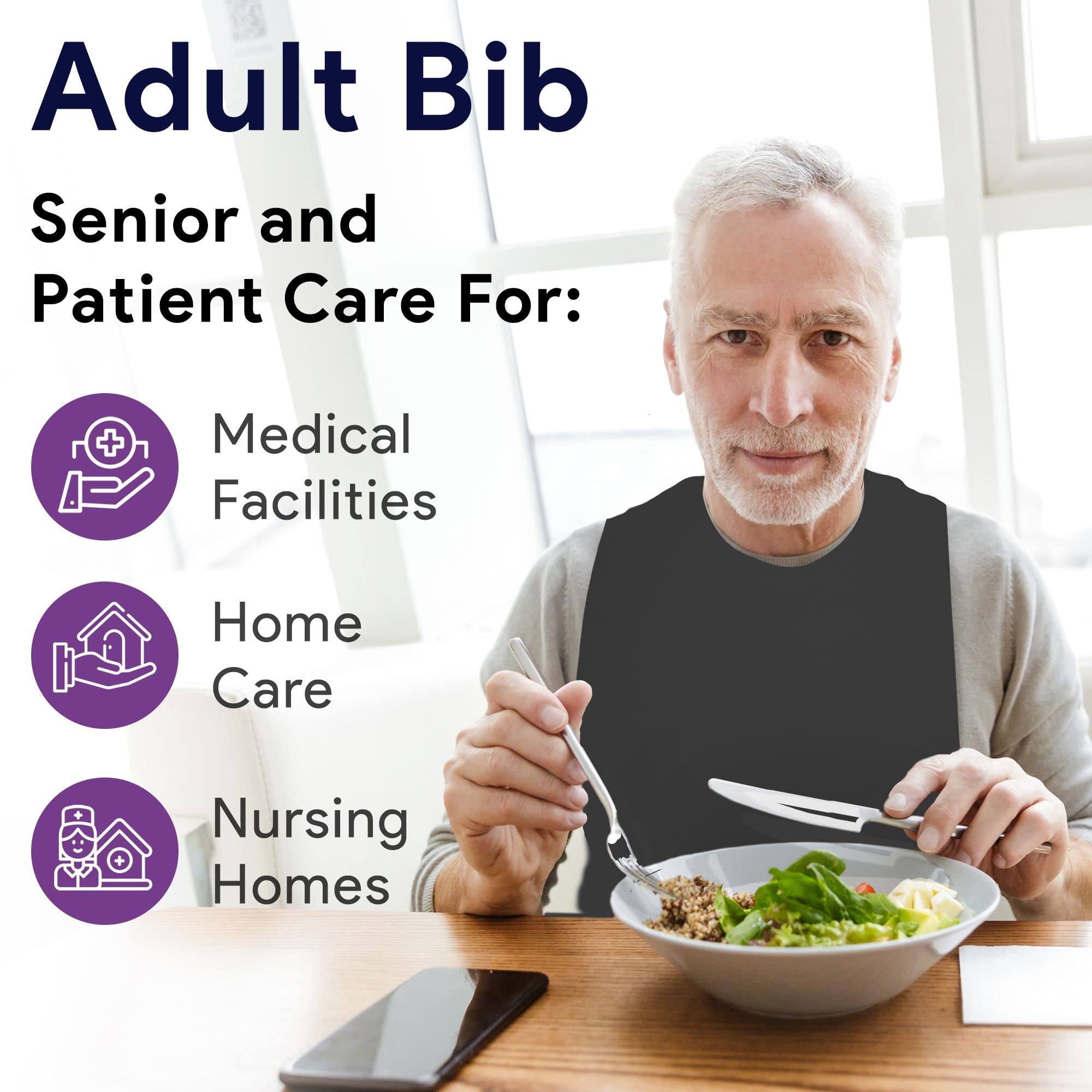 Snapklik.com : Disposable Bibs For Adults, 25 Pack - Tie Back, 16" X 33 ...