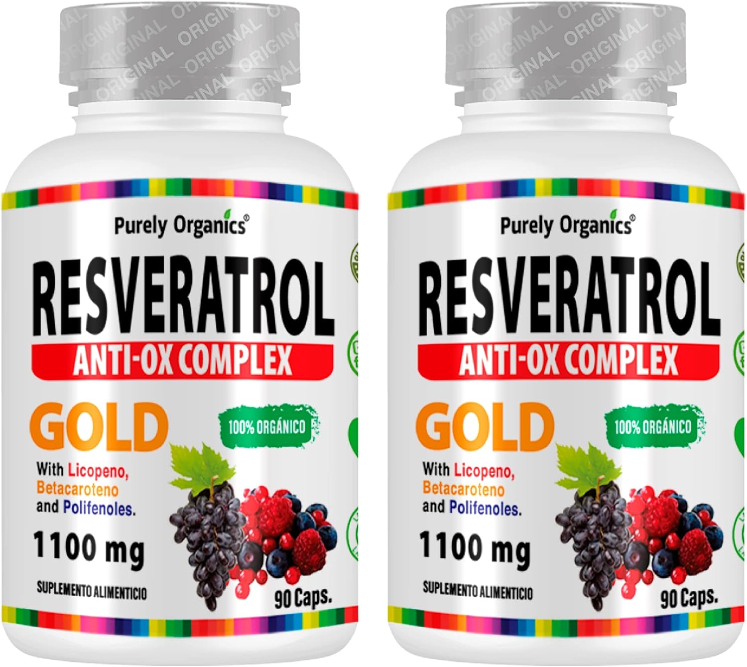 PURELY ORGANICS. Combo Resveratrol Gold 1100mg Polifenoles ...