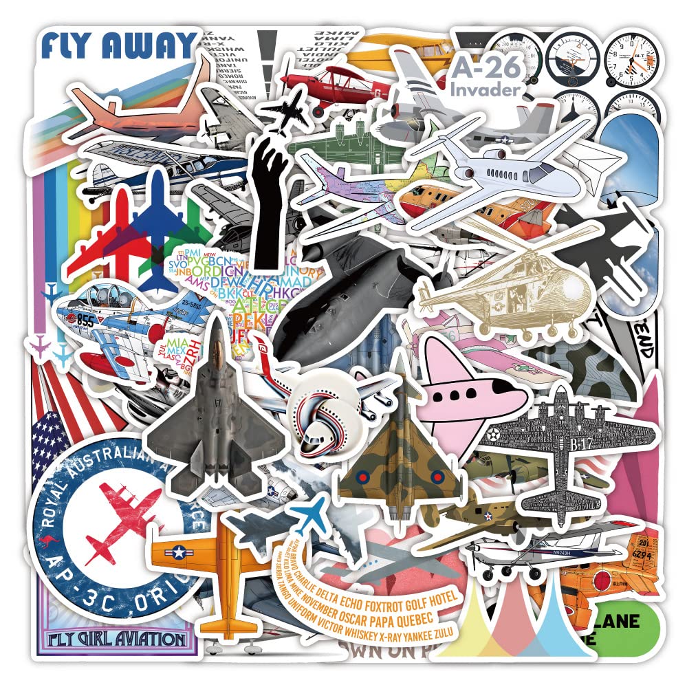 Snapklik.com : Plane Stickers 50 Pcs Waterproof Funny Airplane Decals ...
