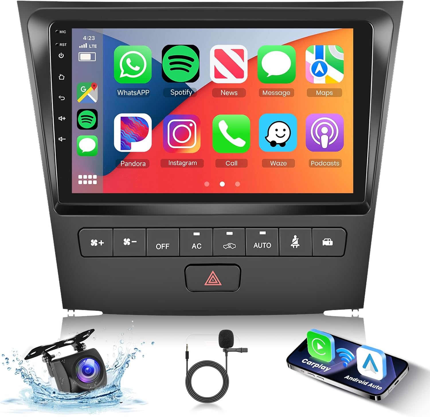 Hodozzy Car Radio for Lexus GS300/350/400/430/450/460 2004-2011, 9 Inch ...