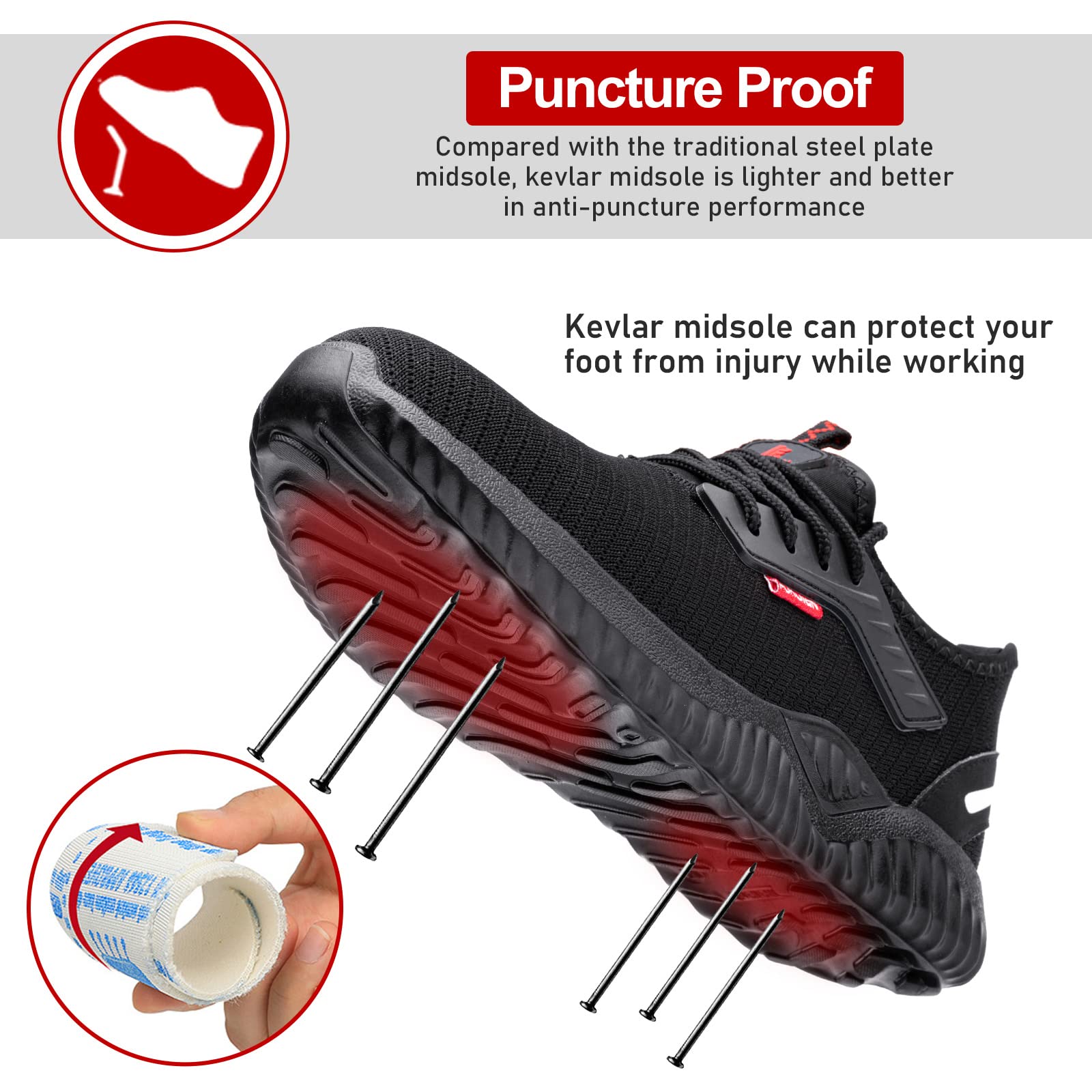 Snapklik.com : Steel Toe Shoes For Men Comfortable Safety Shoes Non ...